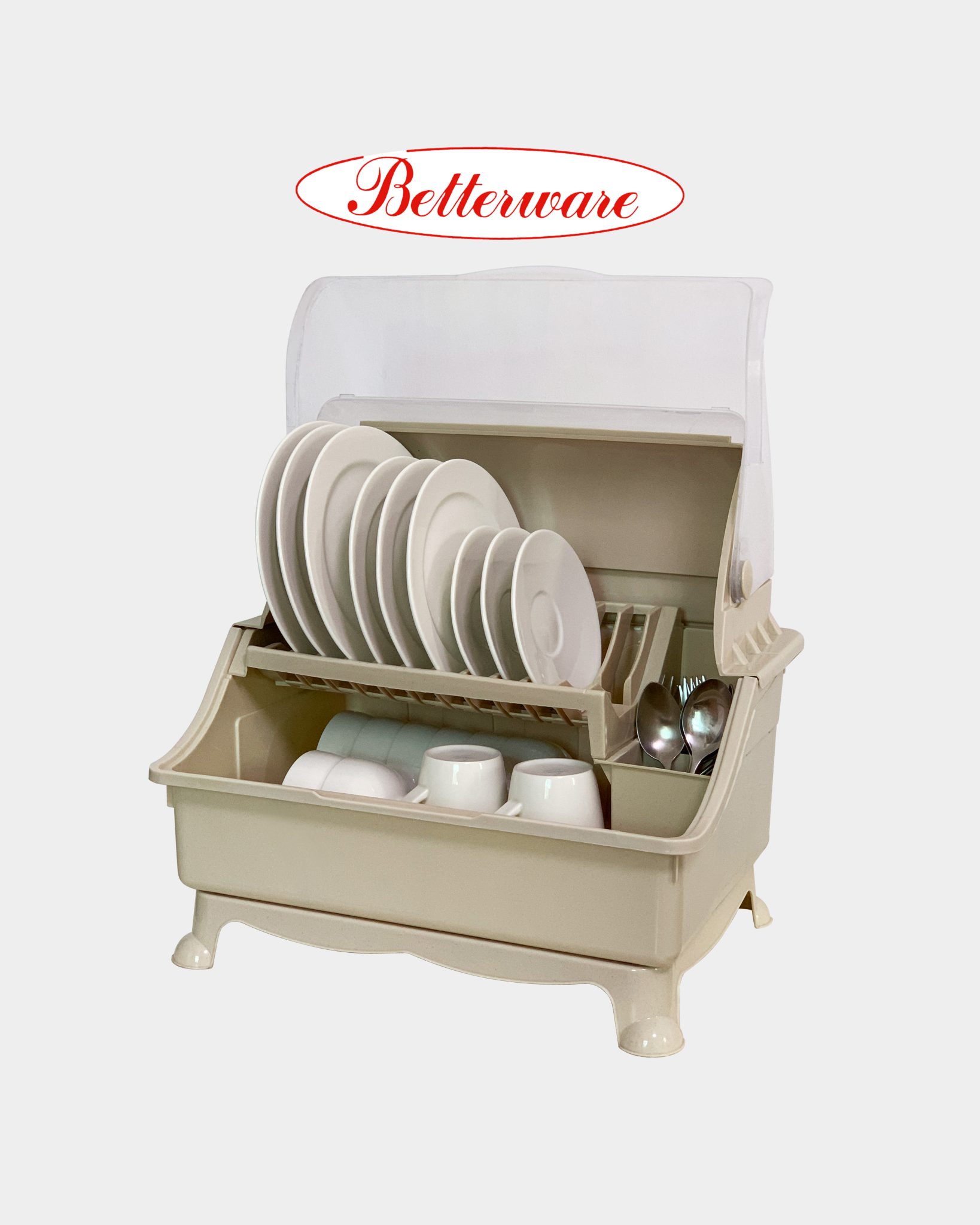 2 Tier Dish Drainer with Cover and Plates - Betterware Plastic